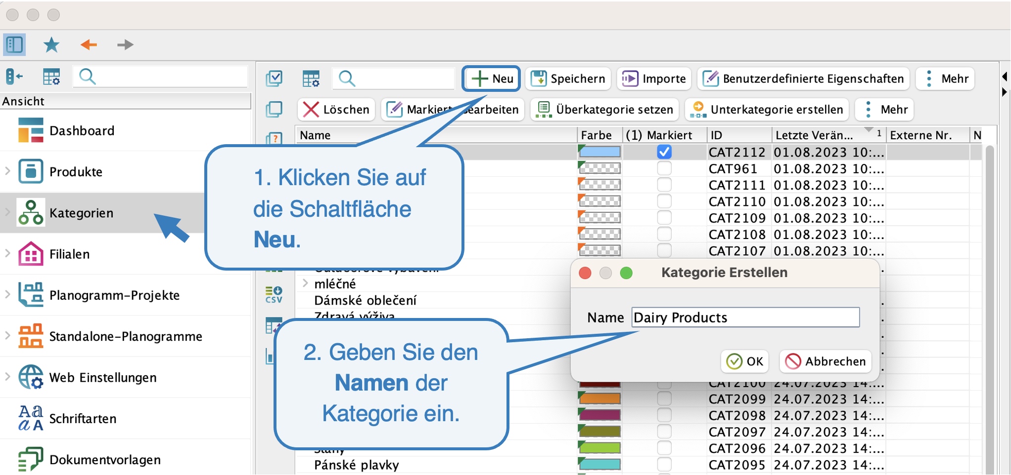 Kategorie Erstellen | Handbuch | Quant - Intelligente Handelsplattform