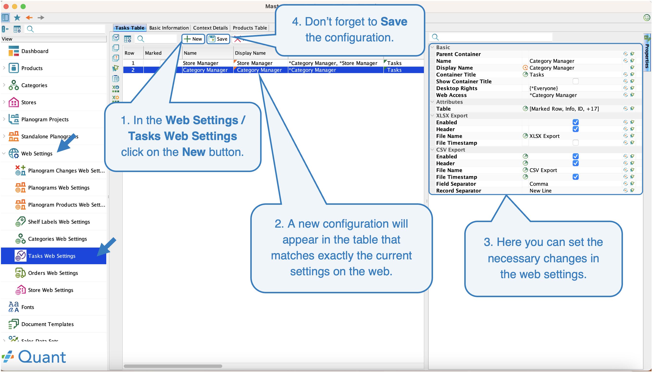 Tasks Web Settings | Manual | Quant - Intelligent Retail Platform