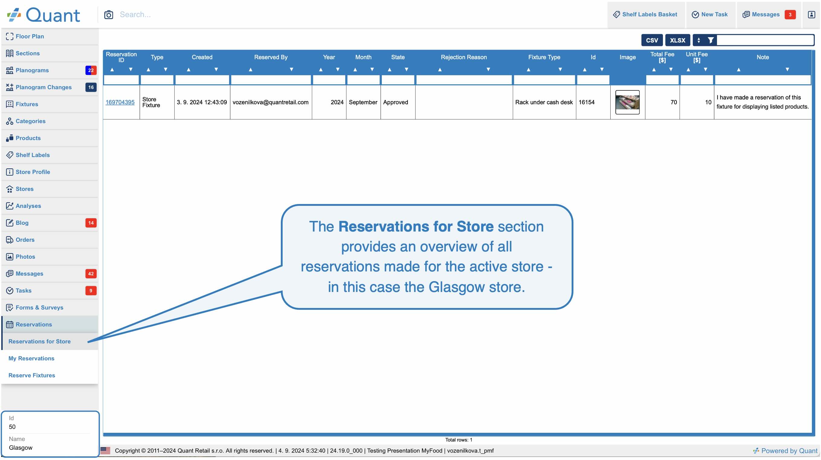 Fixture Reservations | Manual | Quant - Intelligent Retail Platform