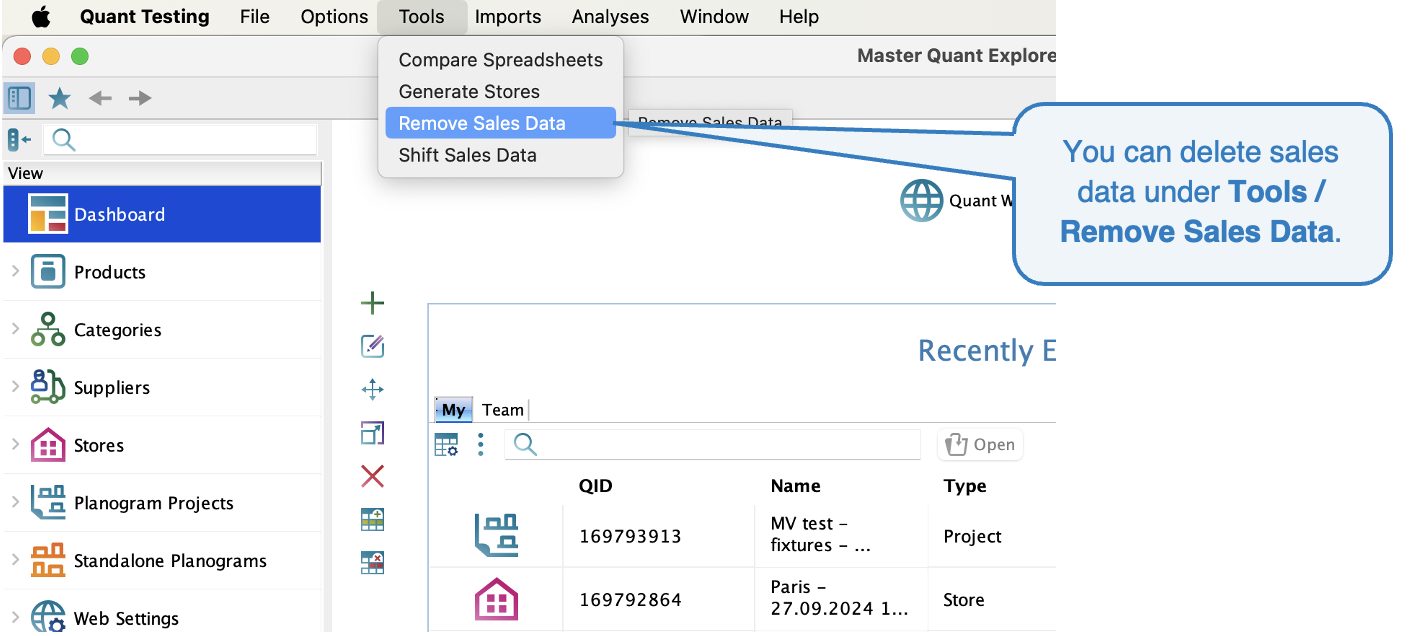 How to remove sales data from Quant? | Manual | Quant - Intelligent ...