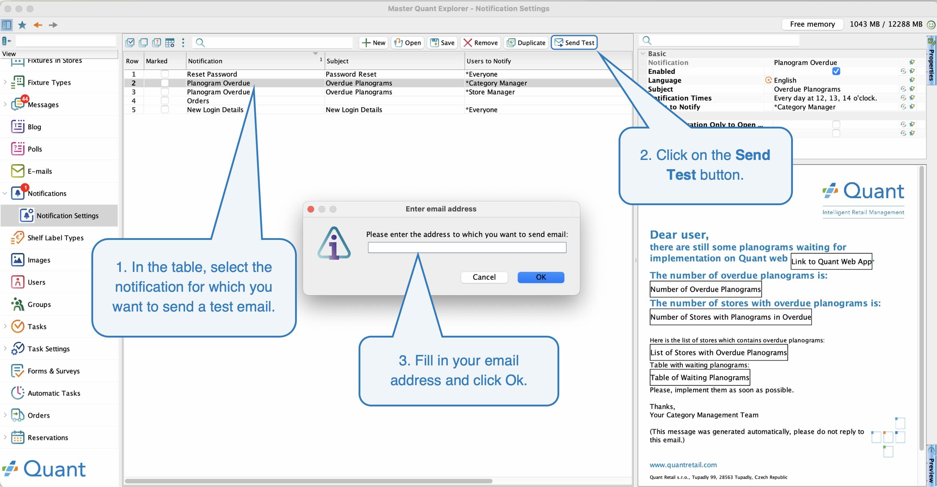 Notification Settings | Manual | Quant - Intelligent Retail Platform