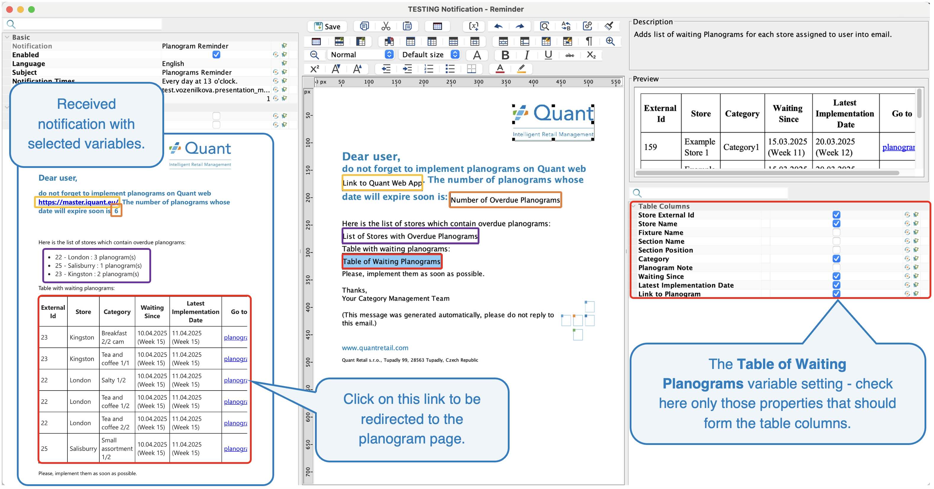 Planograms Notifications | Manual | Quant - Intelligent Retail Platform
